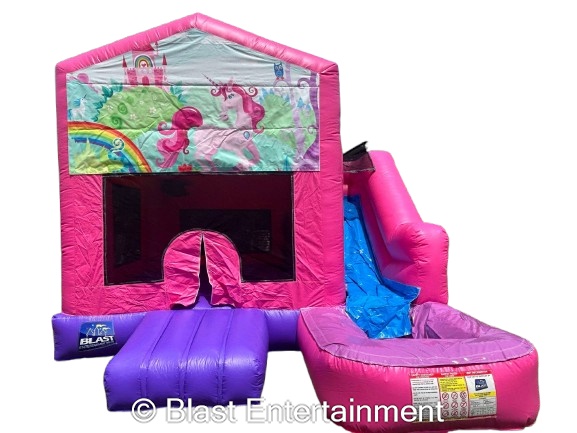 🦄 4x5 Slide Pink Unicorn Jumping Castle - Jumping Castle Hire in ...