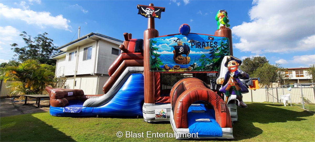 🏴‍☠️ Pirate Ship Combo Waterslide - Jumping Castle Hire in Brisbane ...